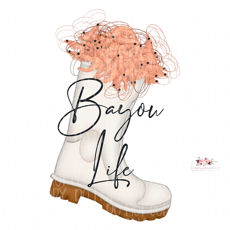 Bayou Life Shrimp Boot Digital Design Louisiana Cajun - Etsy
