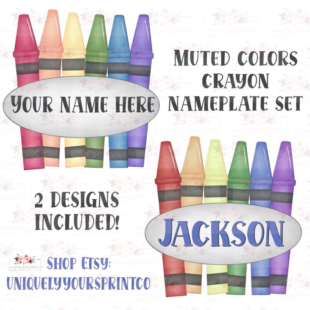 Personalizable Crayon Set Digital Design | Name Plate | Sublimation ...