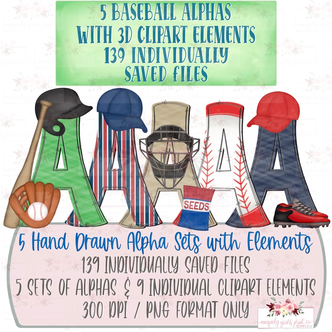 Baseball Alpha Set With 3D Add-on Elements | 139 Individually Saved ...