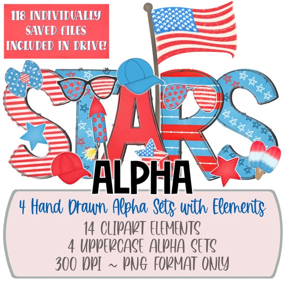 Stars Patriotic Alpha Set With 3D Add-on Elements 118 - Etsy