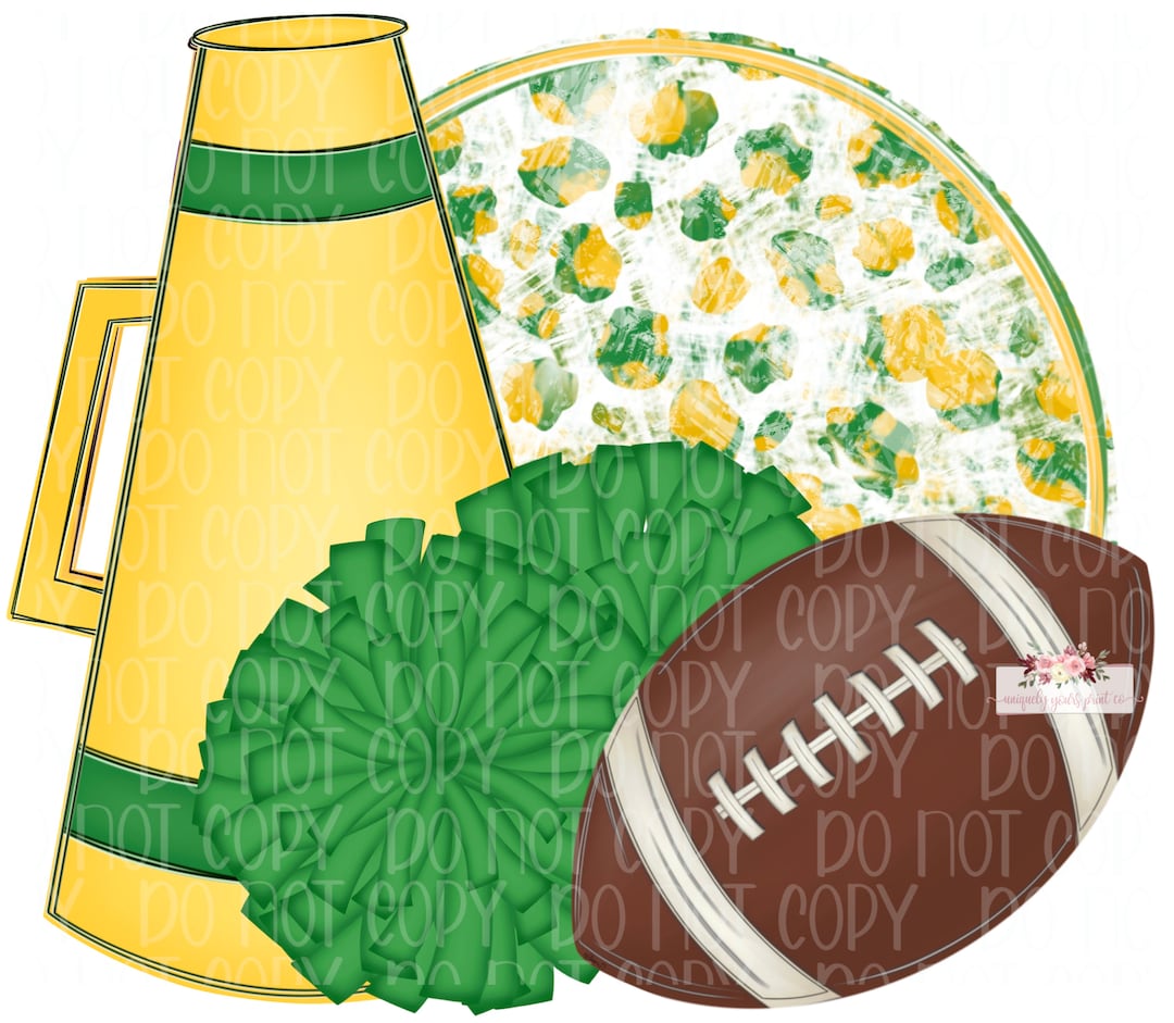 Green & Yellow Gold Football Cheer Digital Design | Cheetah Tie Dye ...