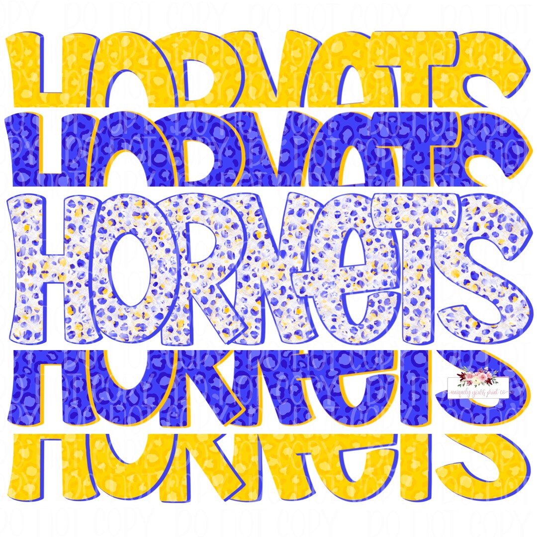 Hornets Digital Design | Royal Blue and Gold Hornets Mascot | Stacked ...