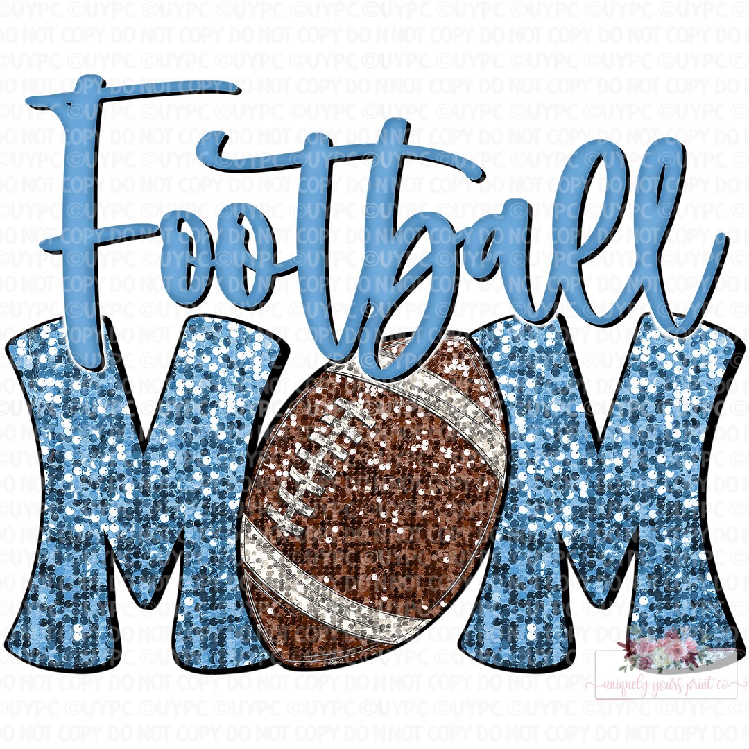 Sequins Light Columbia Baby Blue Football Mom Digital Design | Sequins ...
