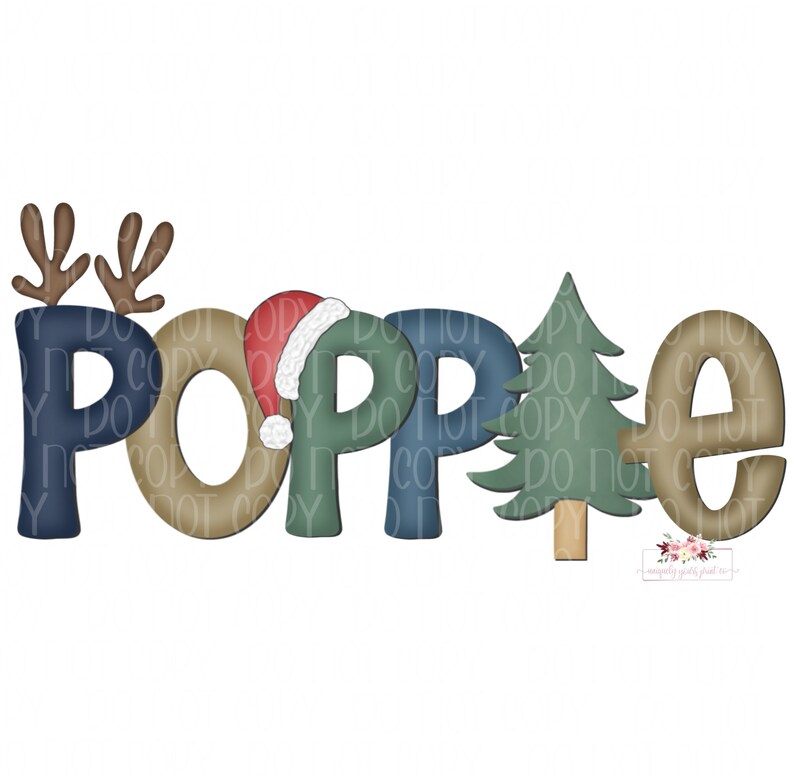 Poppie Christmas Digital Design | PNG | Antlers Gift & Santa Hats ...