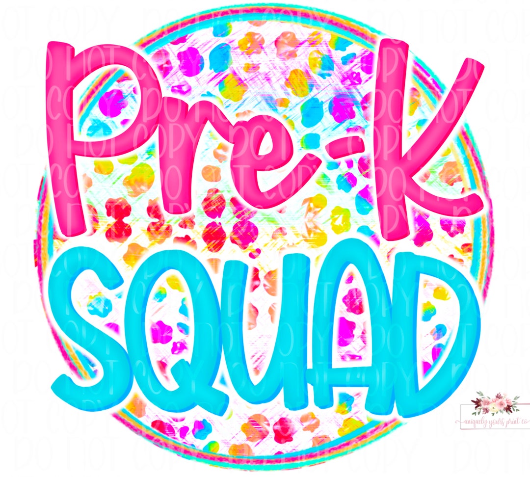 Pre-k Squad Digital Design | Bright Cheetah Tie Dye | Preschool PNG ...