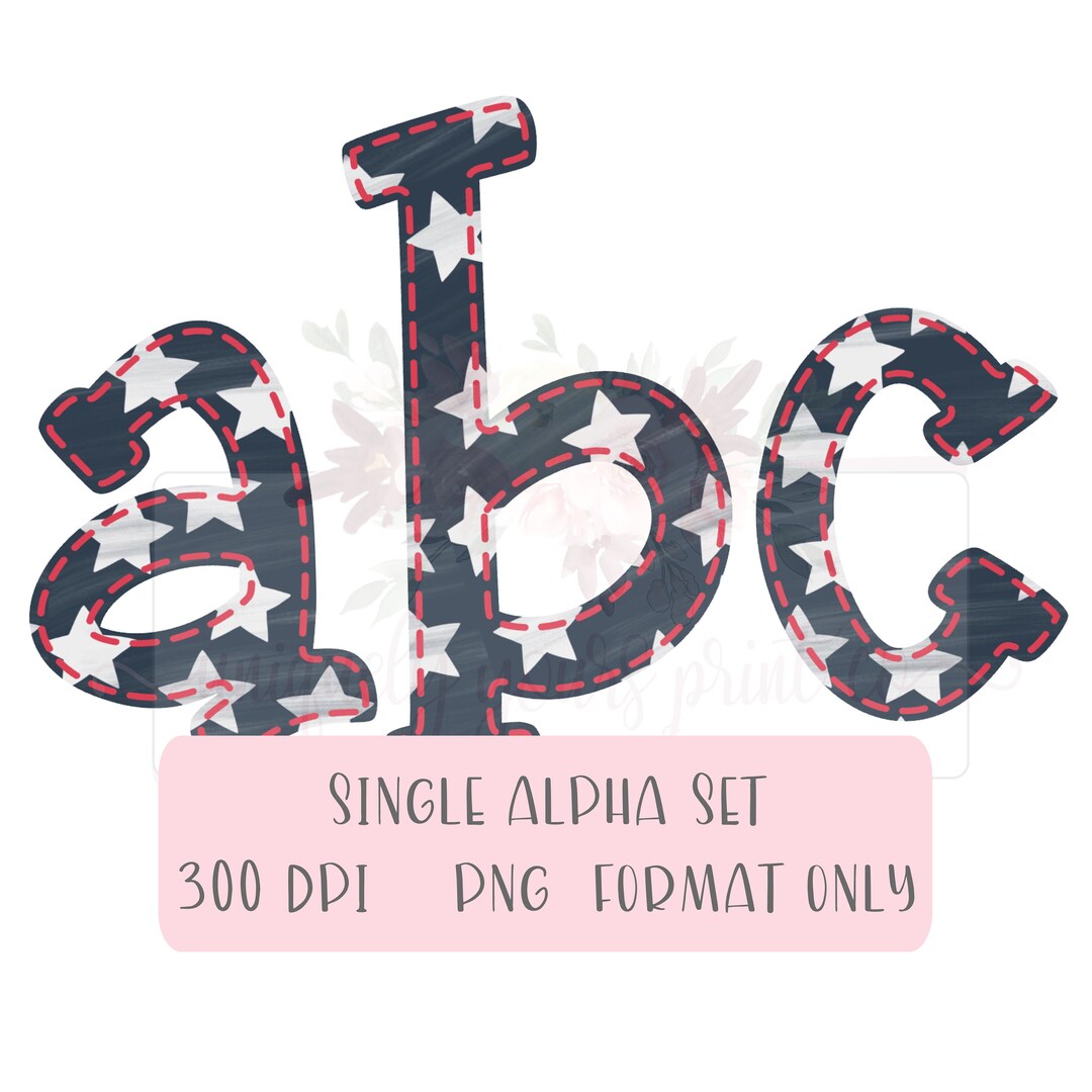 Navy Stars Alpha Pack| Hand Drawn| Printable | PNG | Sublimation ...