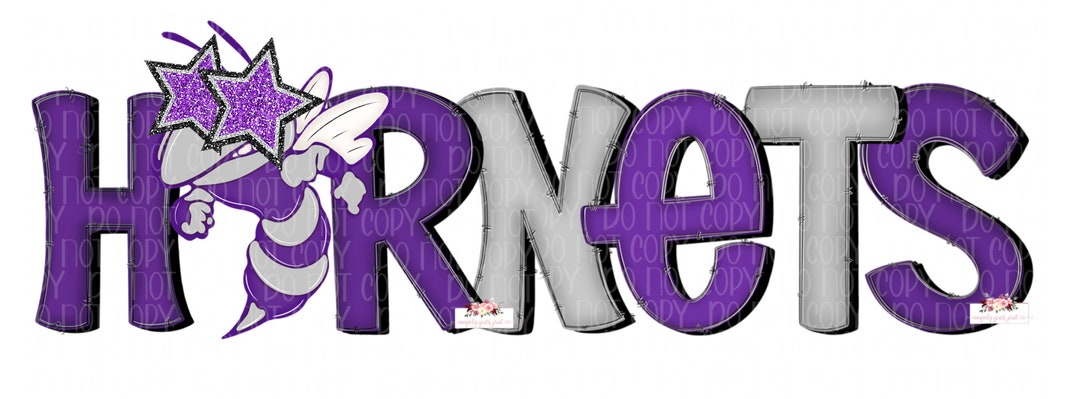 Purple Gray Hornets Design | Hand Drawn Hornet Mascot | PNG ...