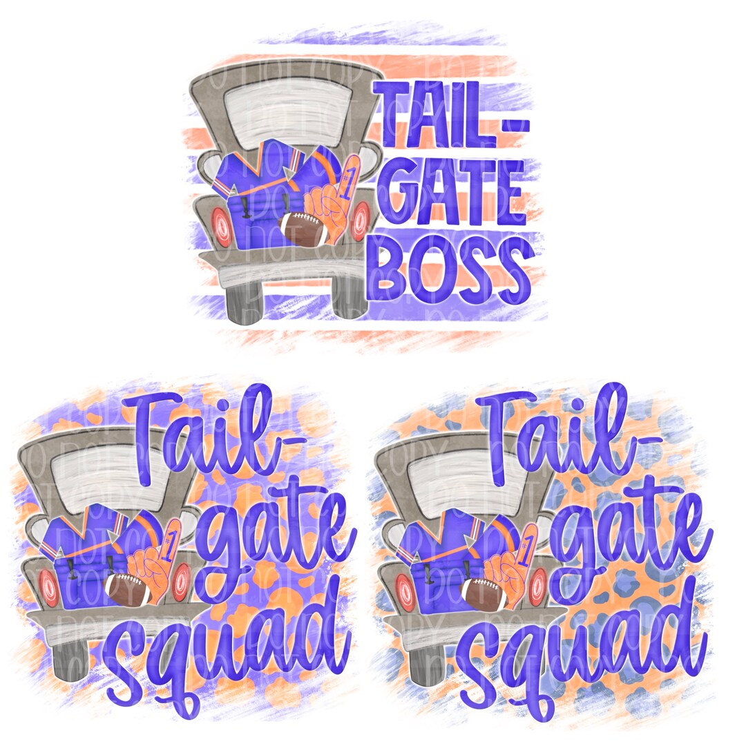 Royal and Orange Tailgate Design Bundle Tailgate Boss Tailgate Squad ...