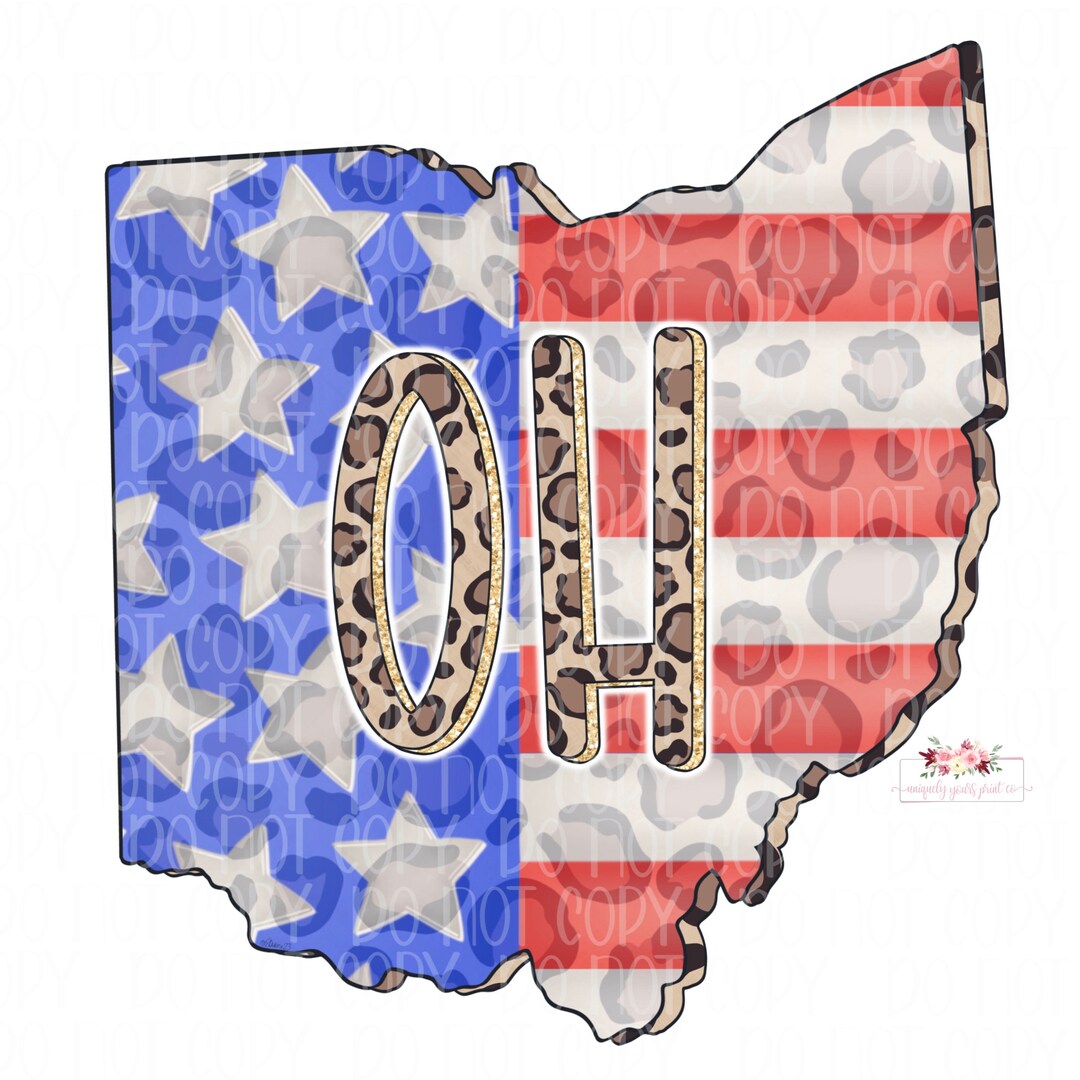 Ohio Patriotic Digital Design | Leopard Glitter USA | Ohio Printable ...