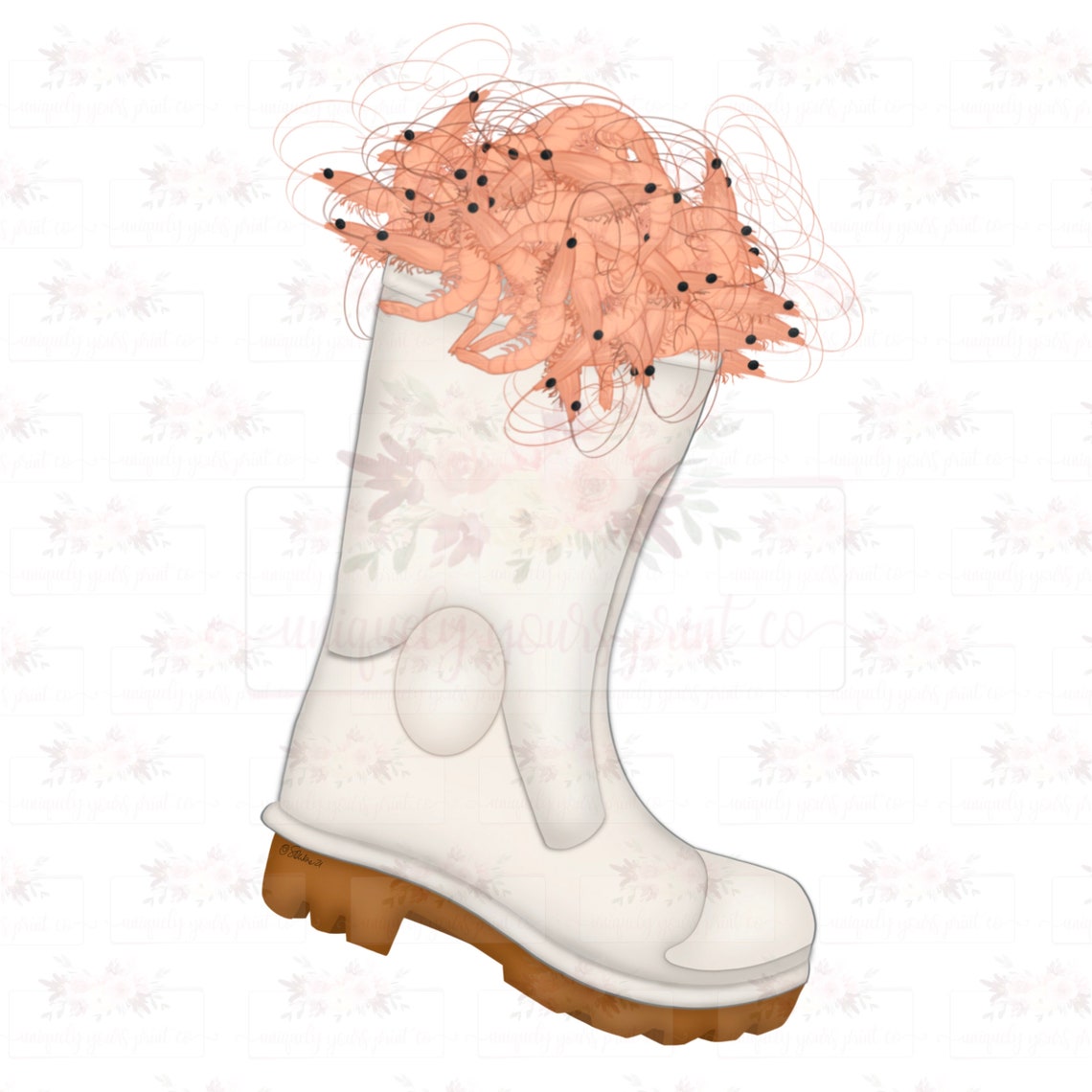 Shrimp Boot With Shrimp Png Louisiana Cajun Hand Drawn - Etsy