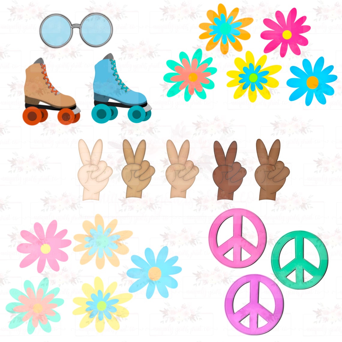 Groovy Tie Dye Alpha Set With Clipart Elements 125 - Etsy