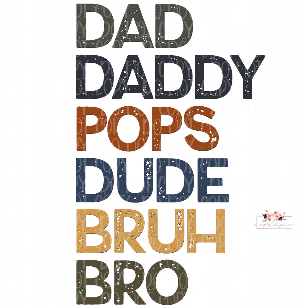 Fathers Day Printable Design | Distressed Names Stack | Dad | Daddy ...
