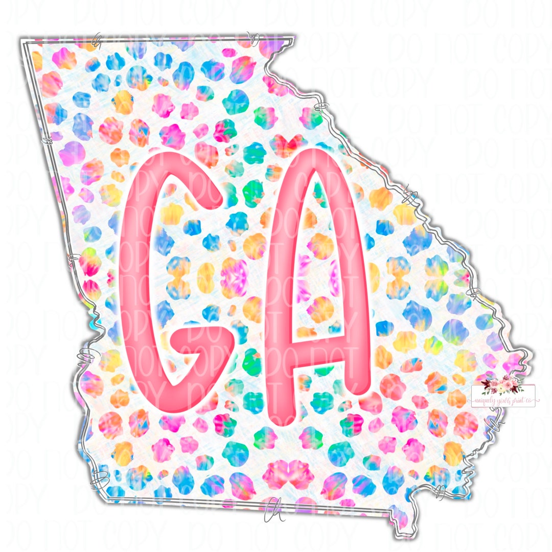 Georgia Digital Download | Pink GA Cheetah Tie Dye Georgia | Hand Drawn ...