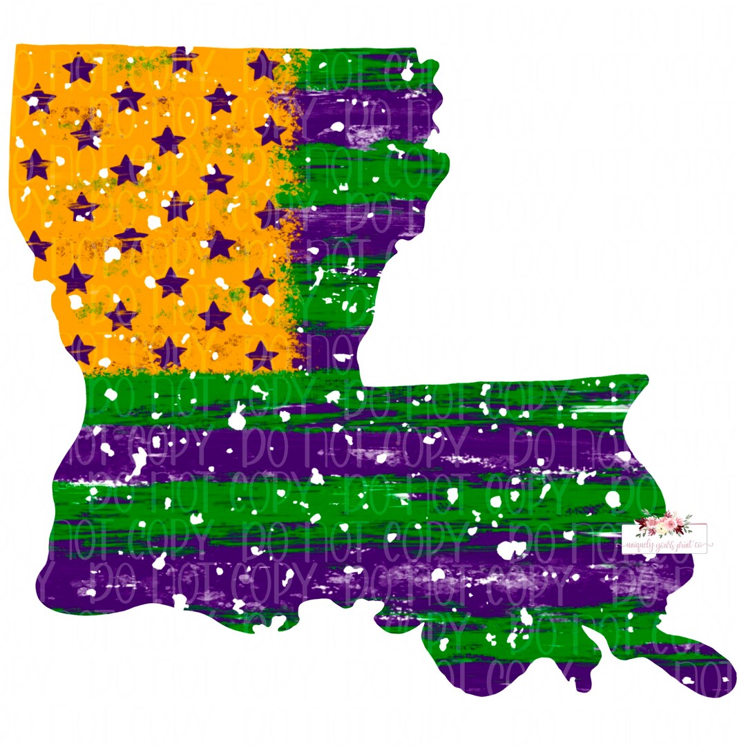 Mardi Gras Louisiana Flag | Hand Drawn Sublimation Design (digital ...