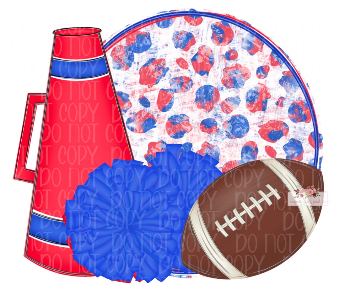 Royal Blue & Red Football Cheer Digital Design | Cheetah Tie Dye Circle ...