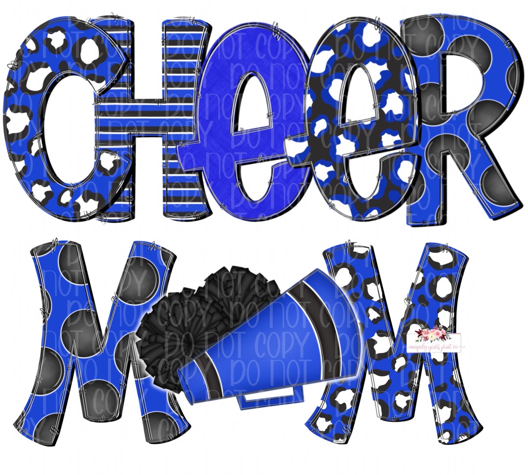 Royal Blue Cheer Mom Design | Hand Drawn PNG (digital Download) - Etsy