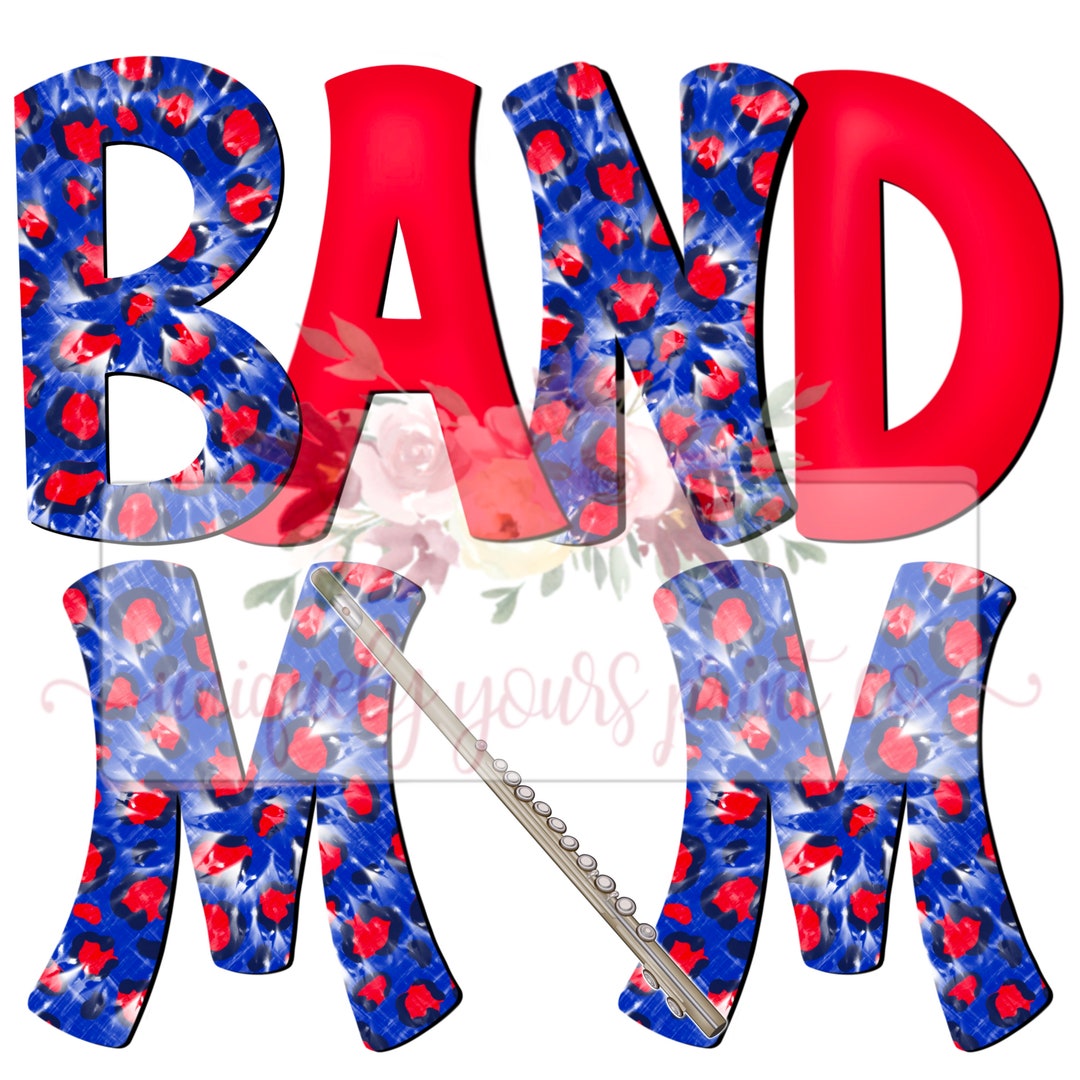 Red and Royal Blue Cheetah Tie Dye Flute Band Mom Doodle With Tuba ...