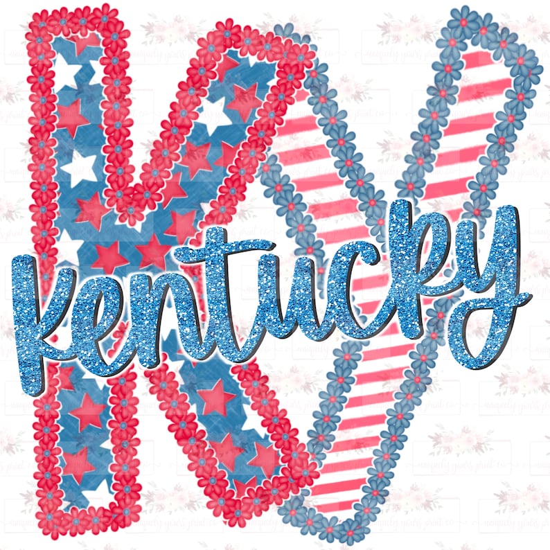 Kentucky PNG patriotic Floral Glitter Digital Designs - Etsy