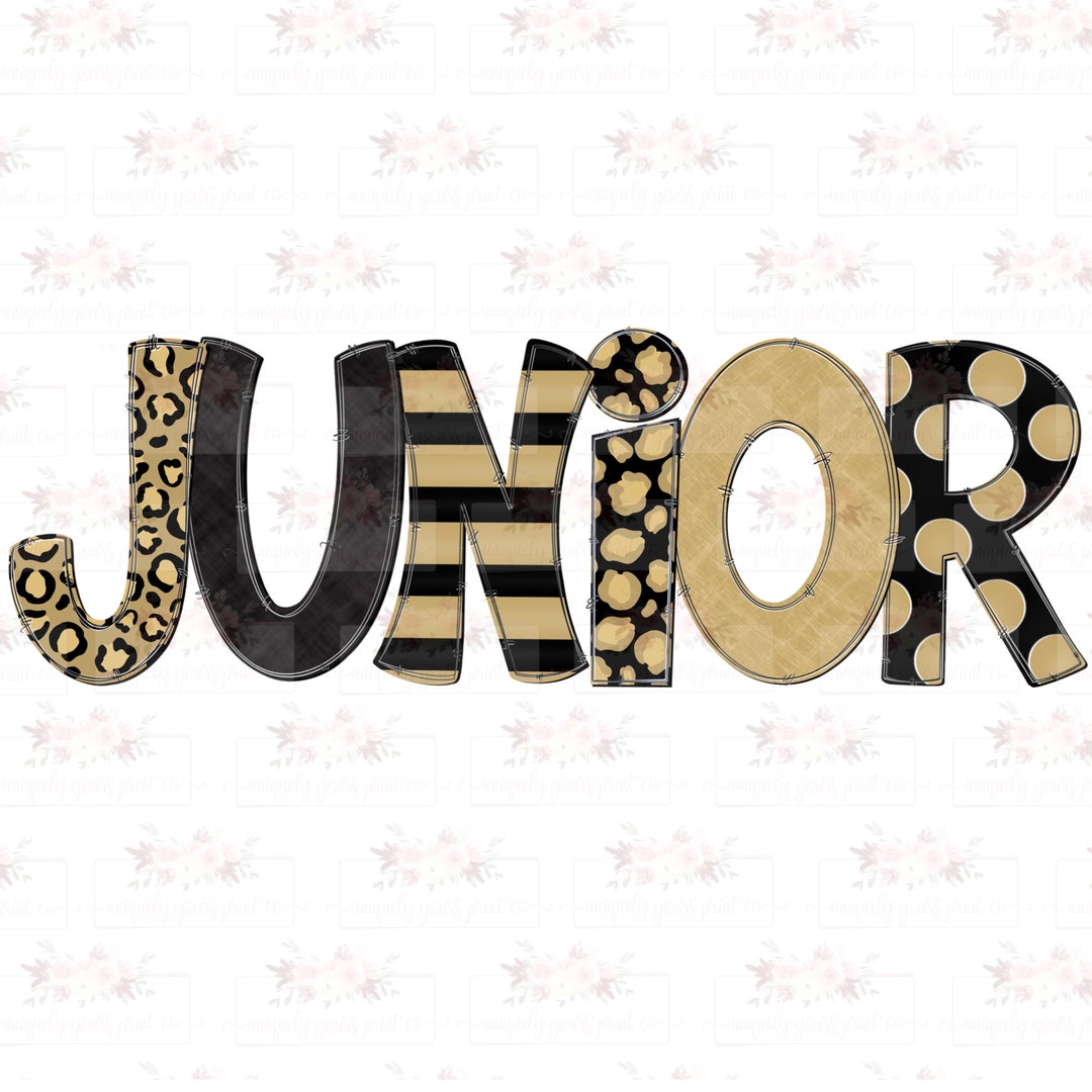 Black and Gold Junior Doodles | Junior PNG | Hand Drawn | Sublimation ...