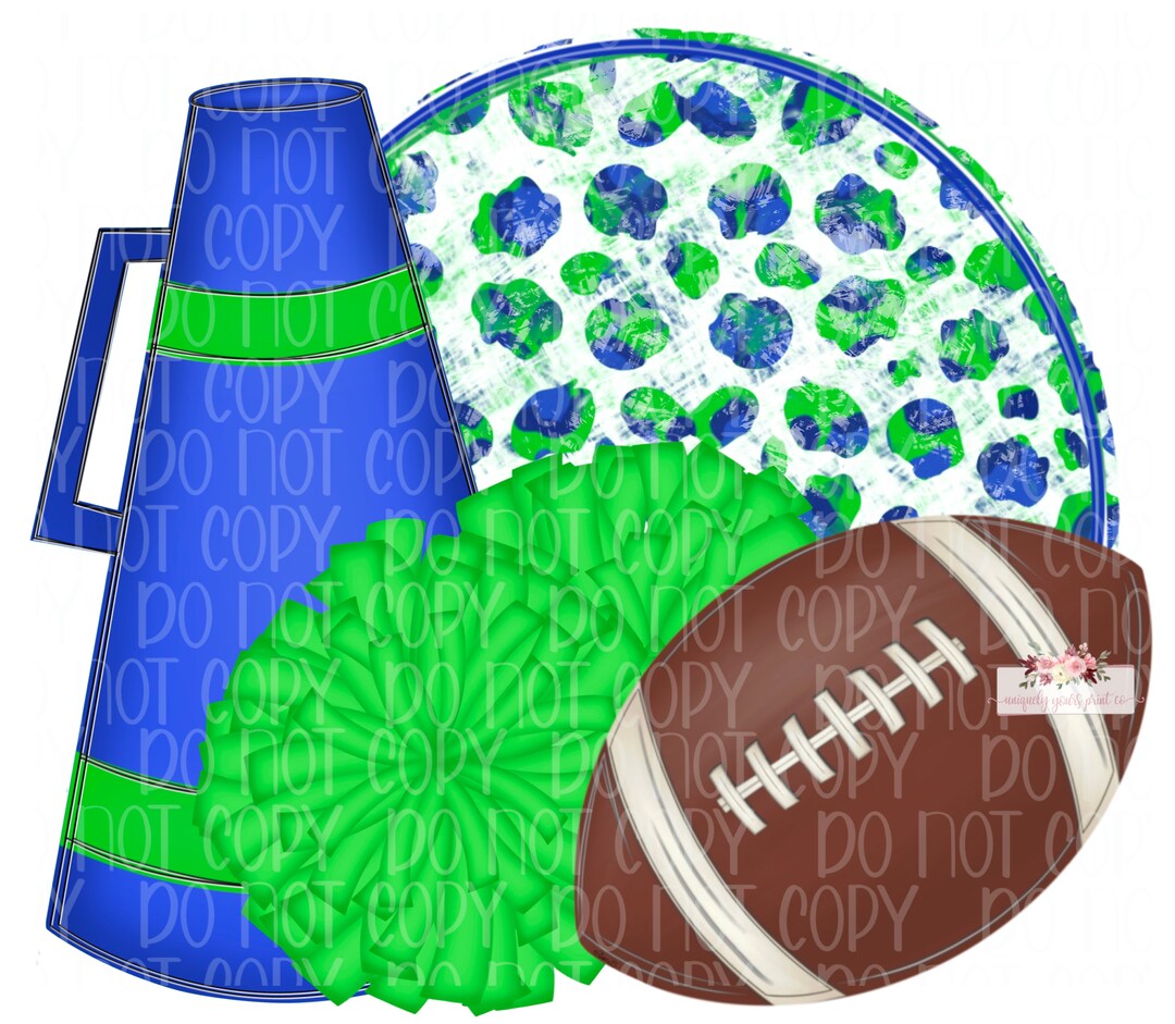 Royal Blue & Lime Green Football Cheer Digital Design | Cheetah Tie Dye ...