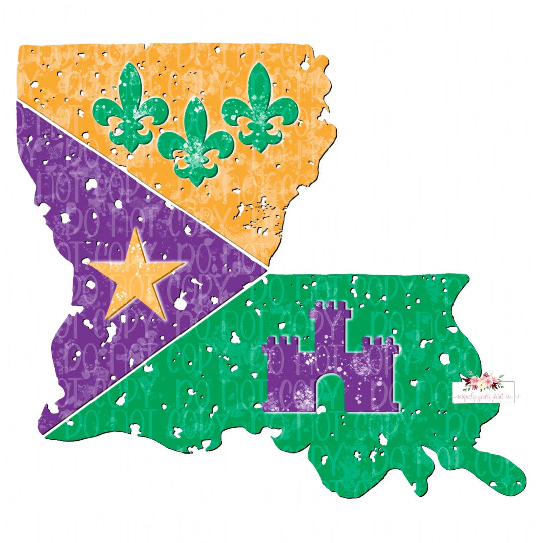 Louisiana Mardi Gras Acadian Flag Fill Digital Design Dark Color Tones ...