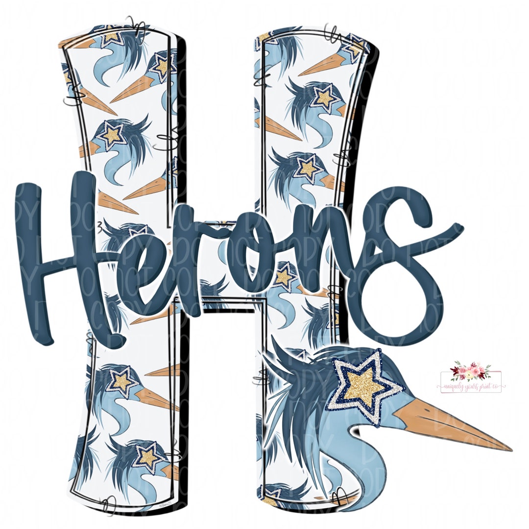 Herons Mascot PNG | Navy and Gold Design (digital Download) - Etsy