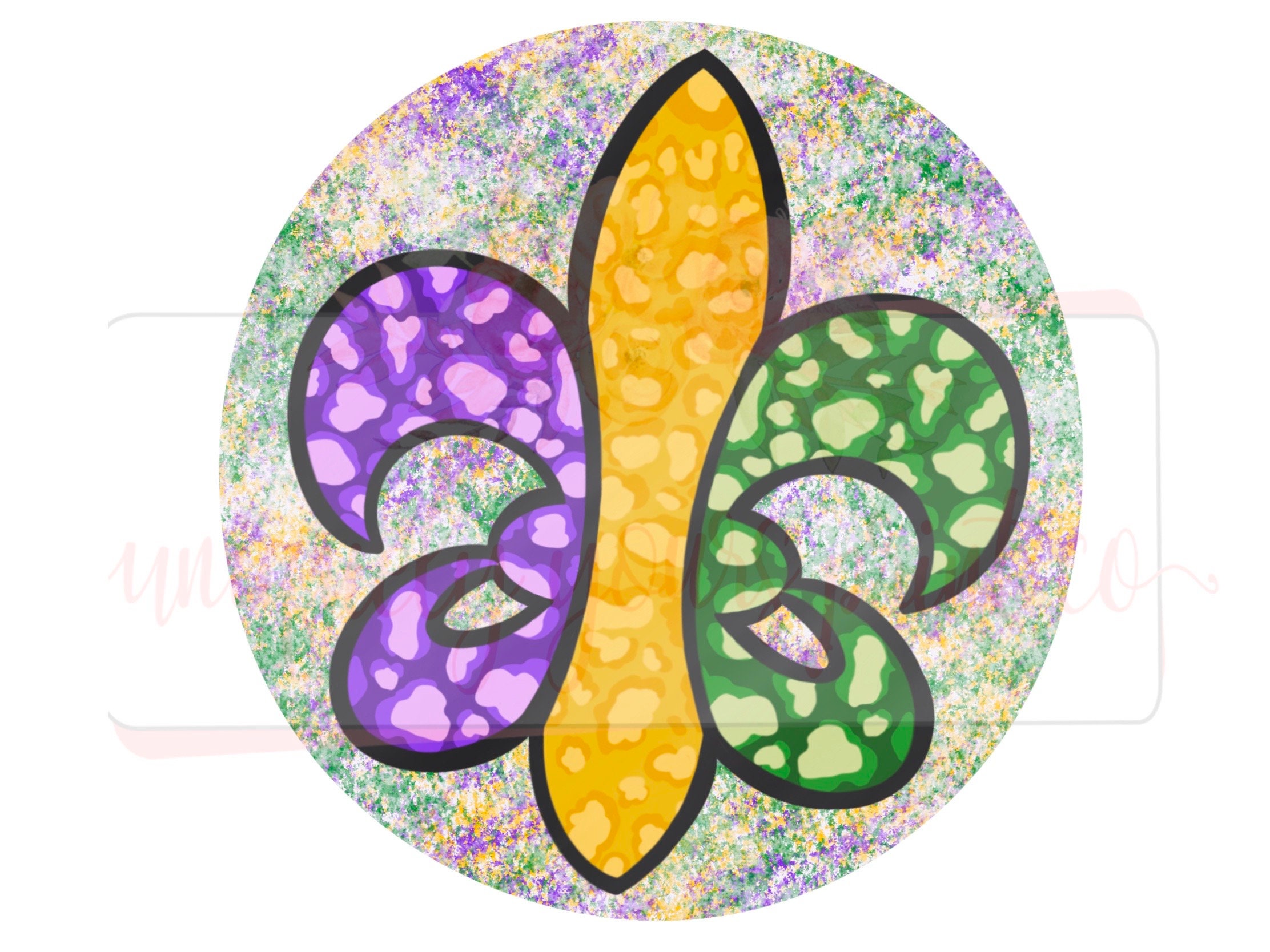 Mardi Gras Leopard Fleur De Lis PNG | Hand Drawn Design | Sublimation ...