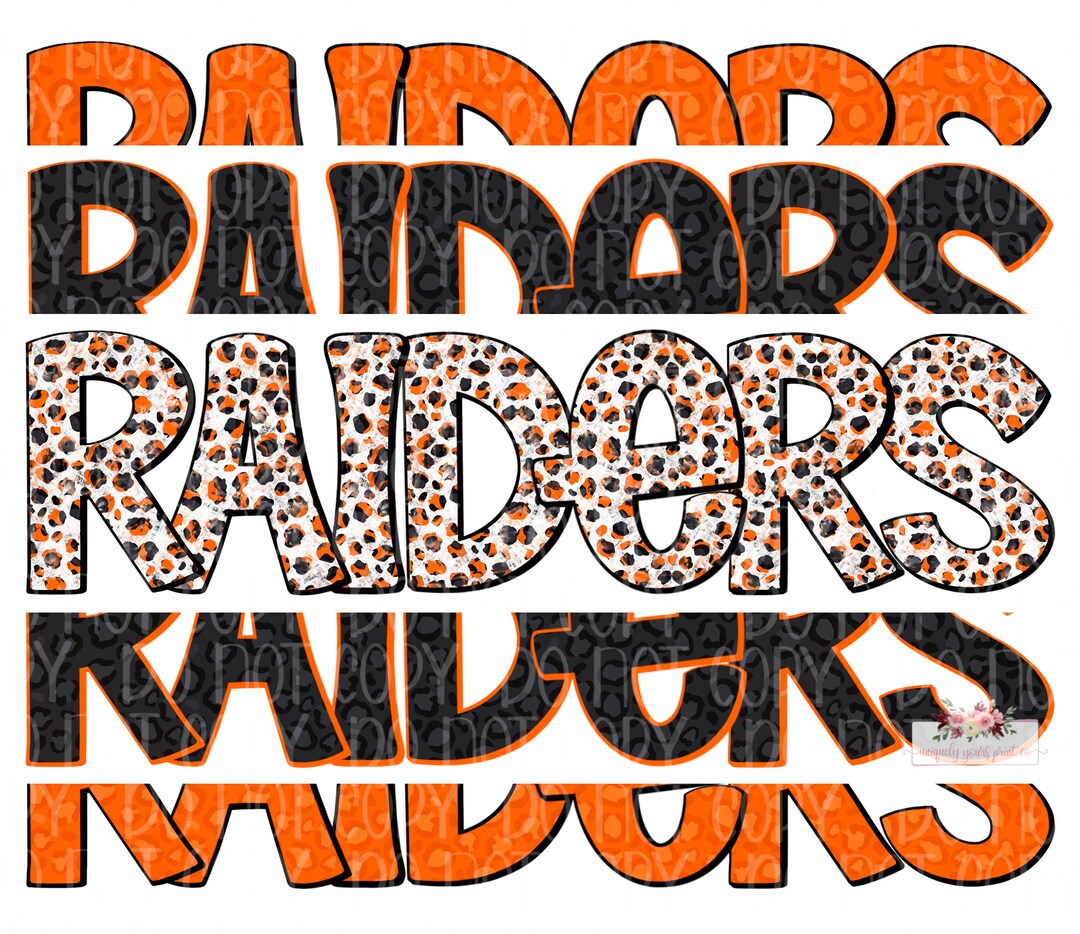 Raiders Stacked Digital Design Download Orange and Black Hand Drawn ...