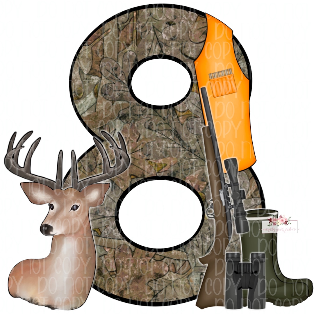 Number 8 Deer Hunting Elements Digital Design | Deer Hunting 8 ...