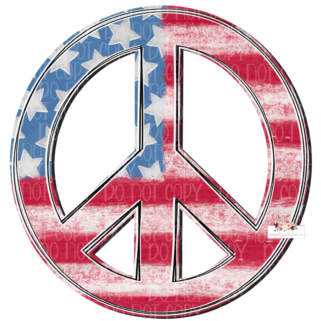 US Flag Peace Digital Design | Hand Drawn | Patriotic Peace Printable ...
