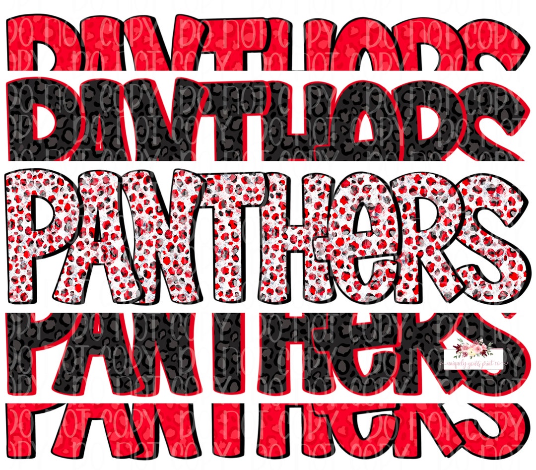 Red & Black Panthers Digital Design | Hand Drawn | Mascot Printable ...