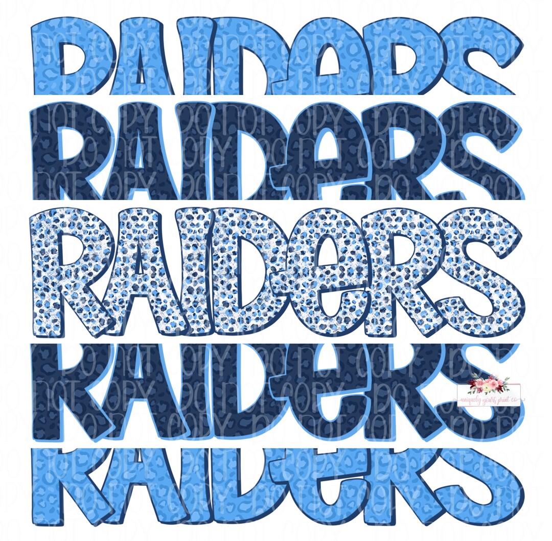 Raiders Stacked Digital Design Download | Navy and Columbia Blue | Hand ...