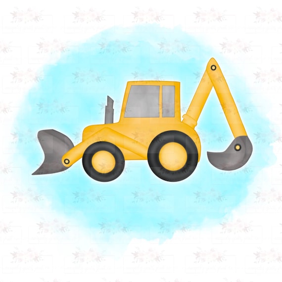 Backhoe Loader Digital Design Watercolor PNG Hand Drawn - Etsy