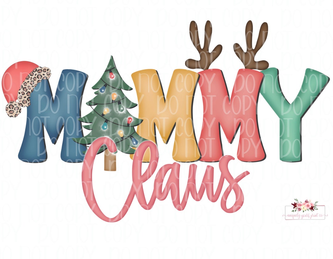Mammy Claus Digital Design PNG Antlers Gift Snowman & Santa Hats ...