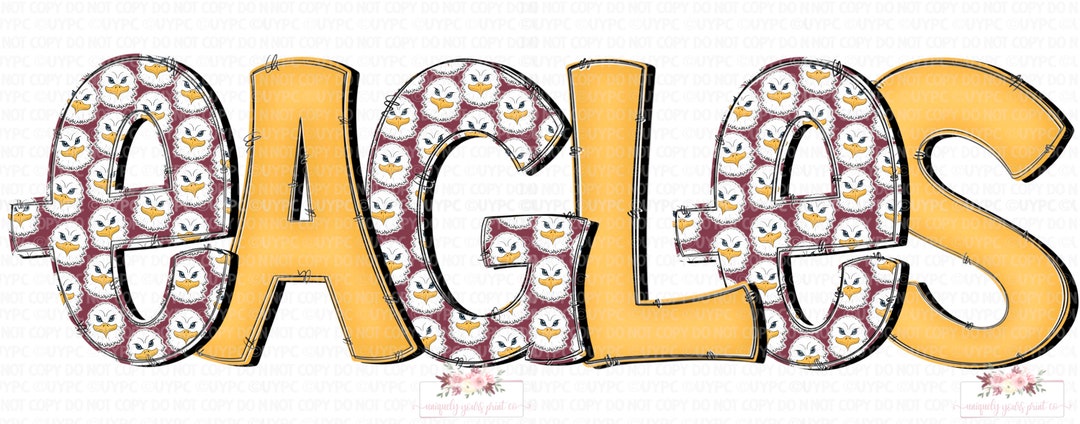 Maroon & Gold Eagles Digital Design | Hand Drawn | School Spirit ...