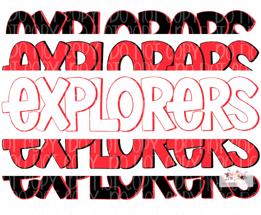 Explorers Digital Design | Red and Black Explorers Mascot | Stacked ...