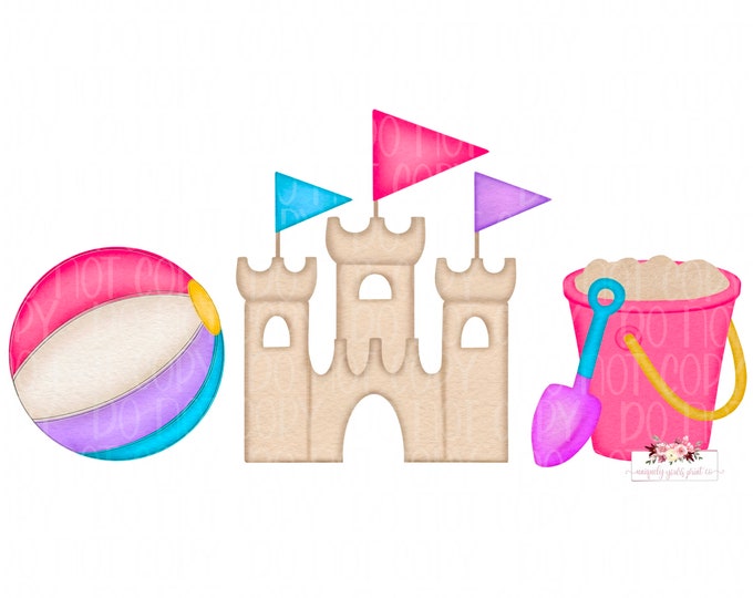 Watercolor PNG Girls Sandcastle Download File - Etsy