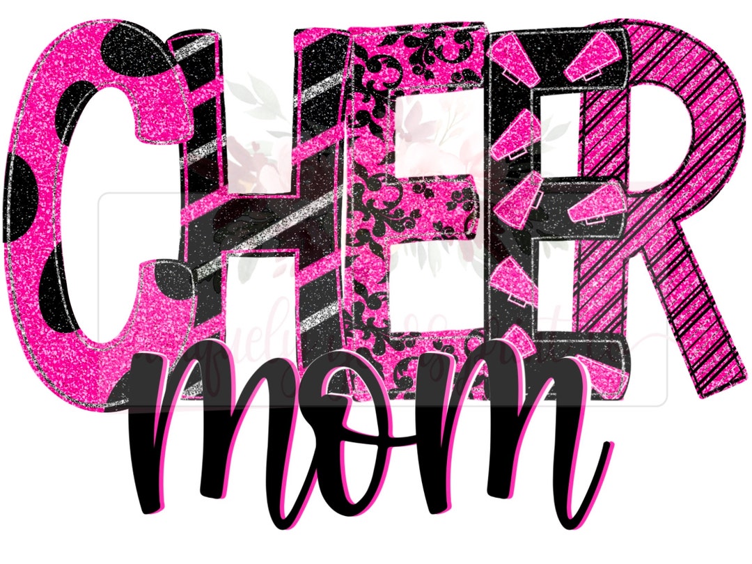 Cheer Mom Doodle | Hand Drawn | PNG | Sublimation | Pink Black Silver ...