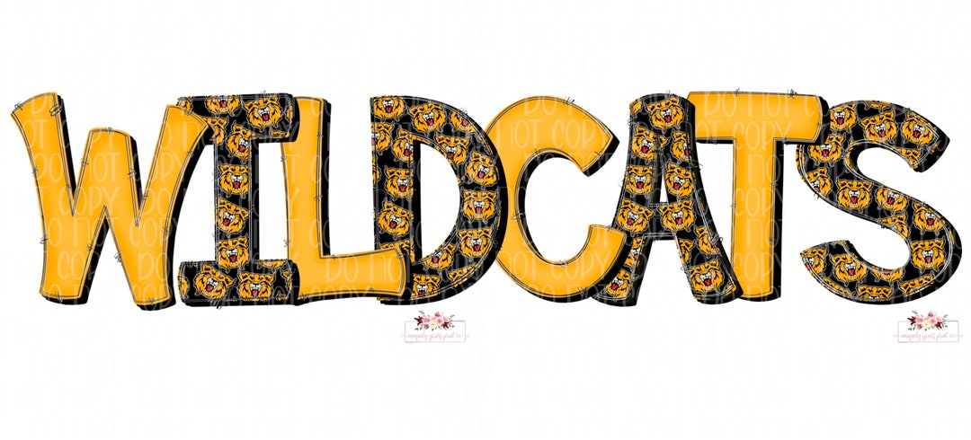 Wildcats Mascot Doodle Design | Yellow, Gold and Black PNG (digital ...