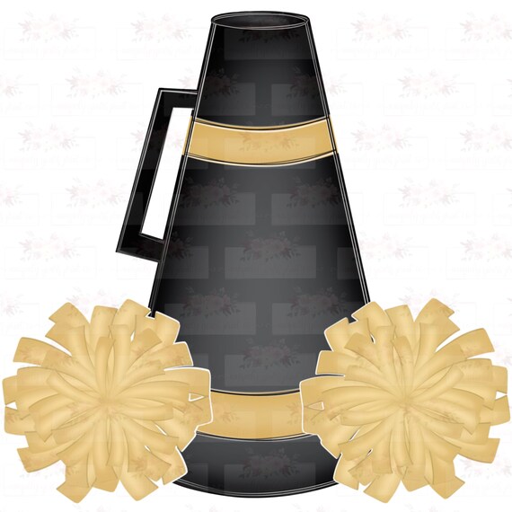 Black & Gold Gold Cheer Png Digital Design Megaphone and - Etsy