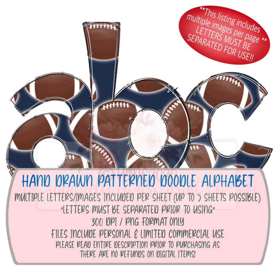Navy Football Lowercase Alphabet Set | Alpha Pack| Hand Drawn | PNG ...
