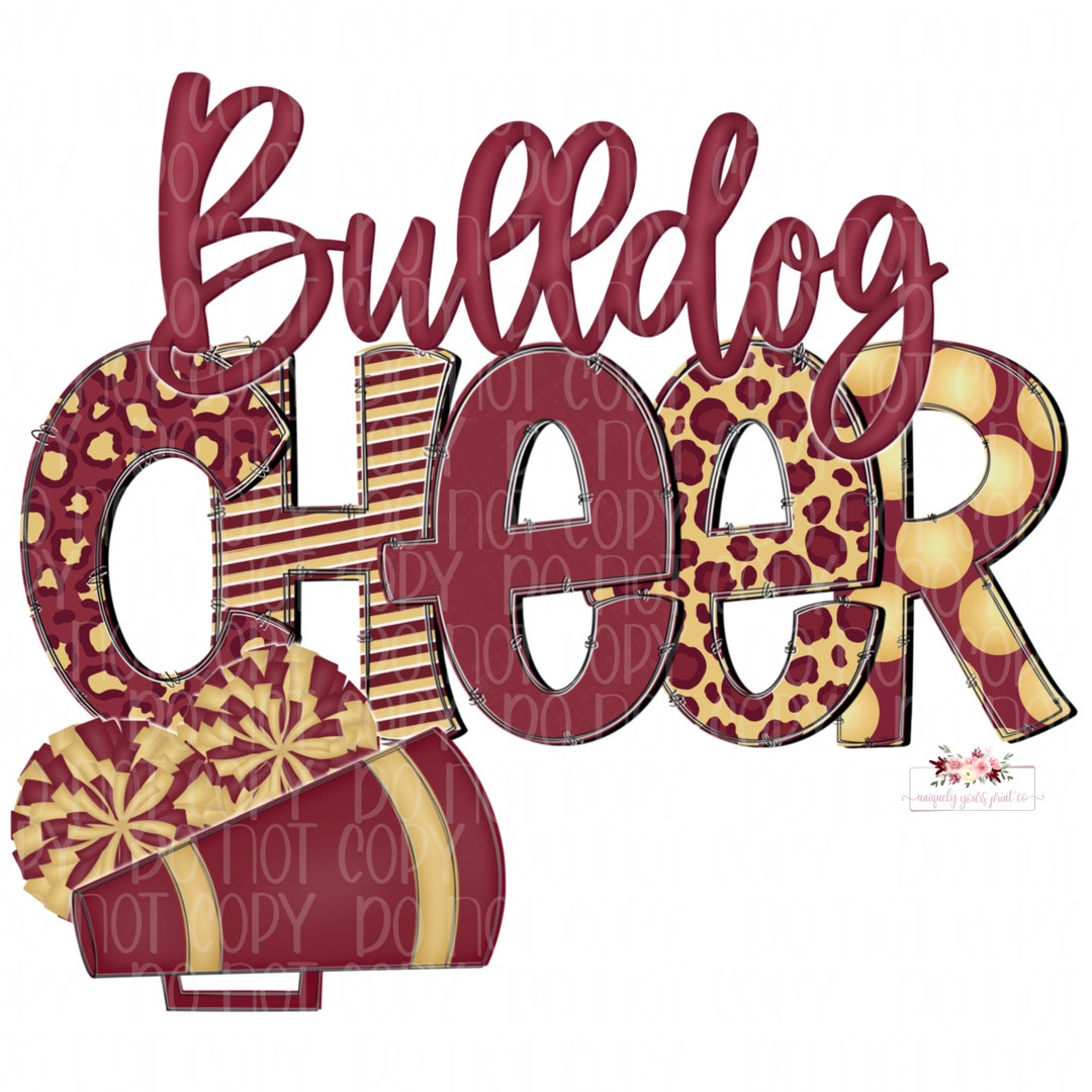 Maroon & Gold Bulldog Cheer Digital Design | Hand Drawn | PNG | Sublimation | Digital Download ...