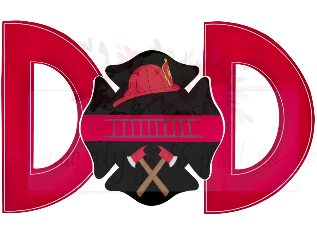 Fireman Dad Hand Drawn Doodle Design Sublimation Digital Download PNG ...