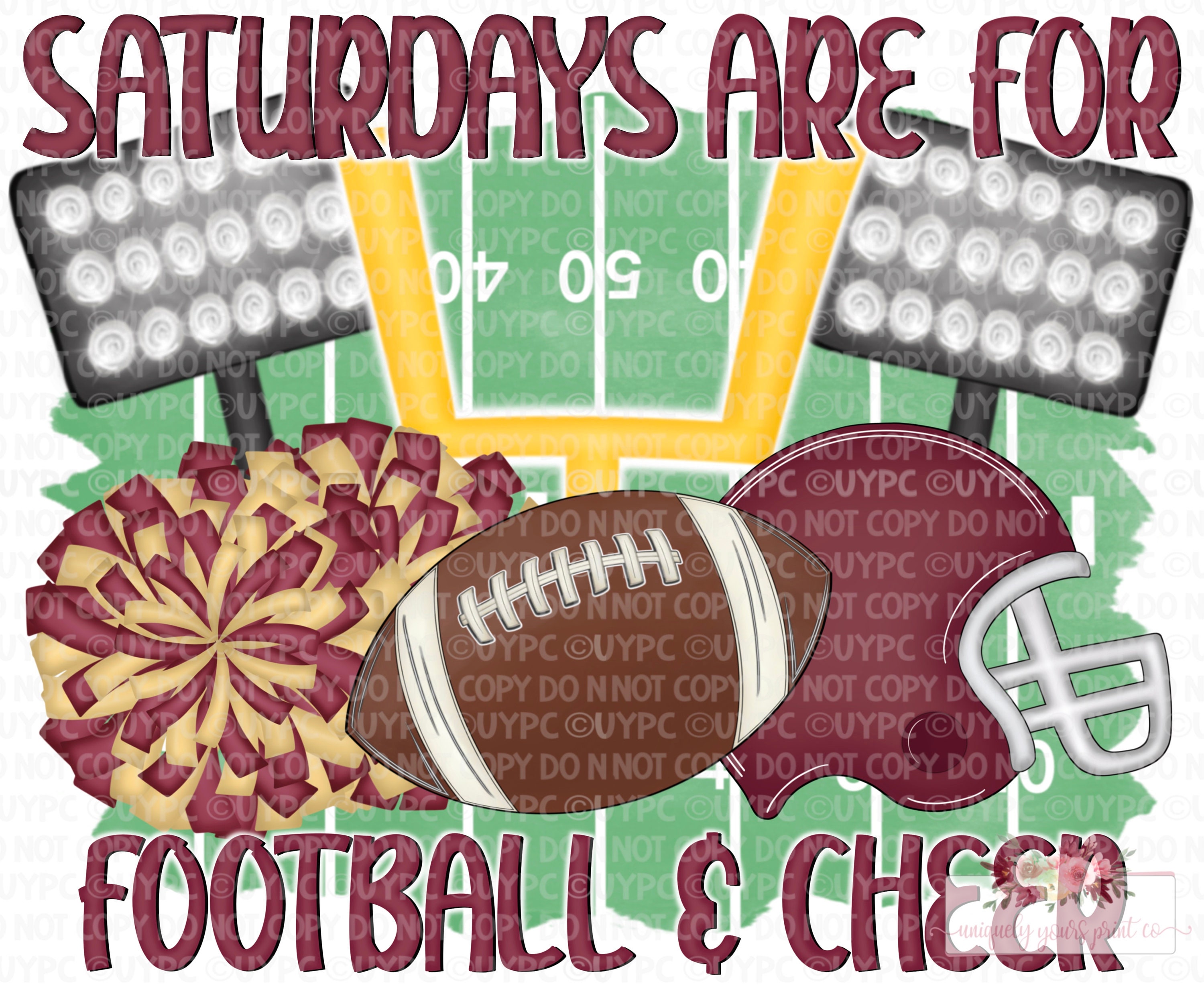 Saturdays Are for Cheer and Football PNG | Maroon & Gold (digital ...