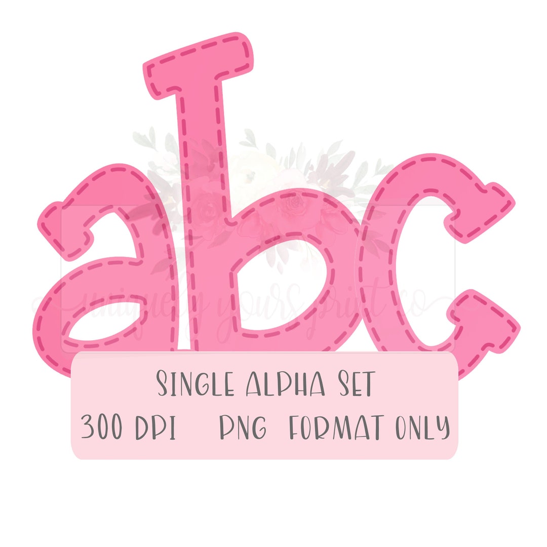 Pink Lowercase Alpha Pack| Hand Drawn| Printable | PNG | Sublimation ...