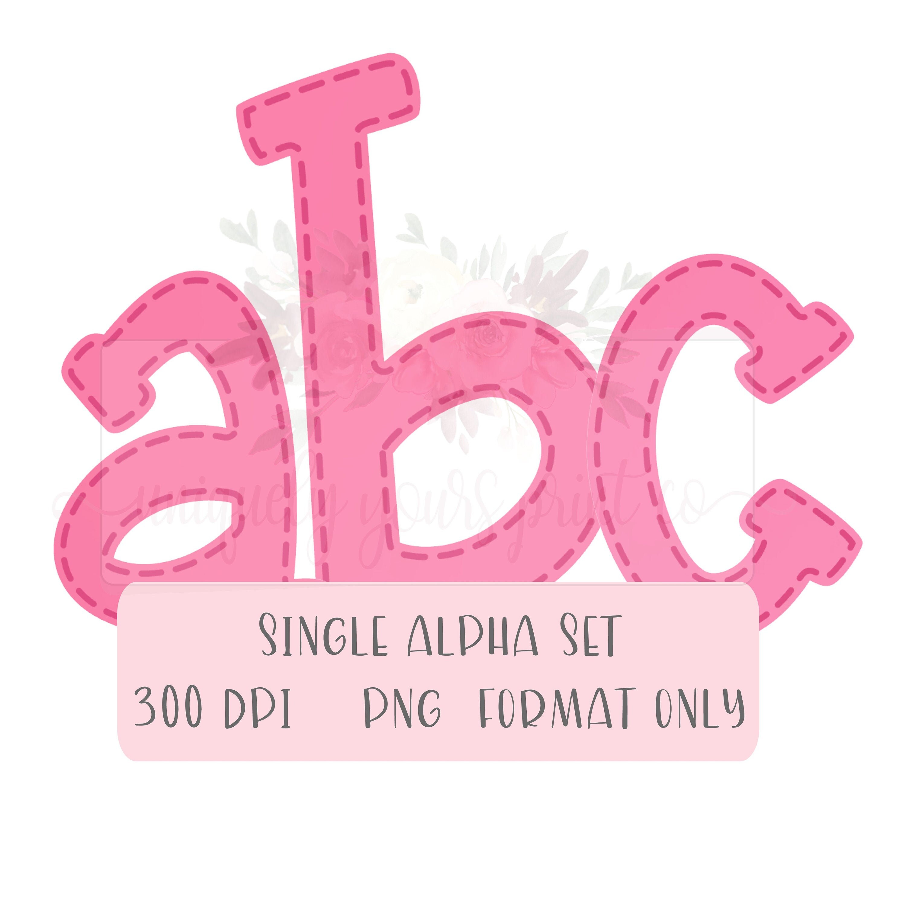 Pink Lowercase Alpha Pack Hand Drawn Printable PNG Sublimation Inkjet ...