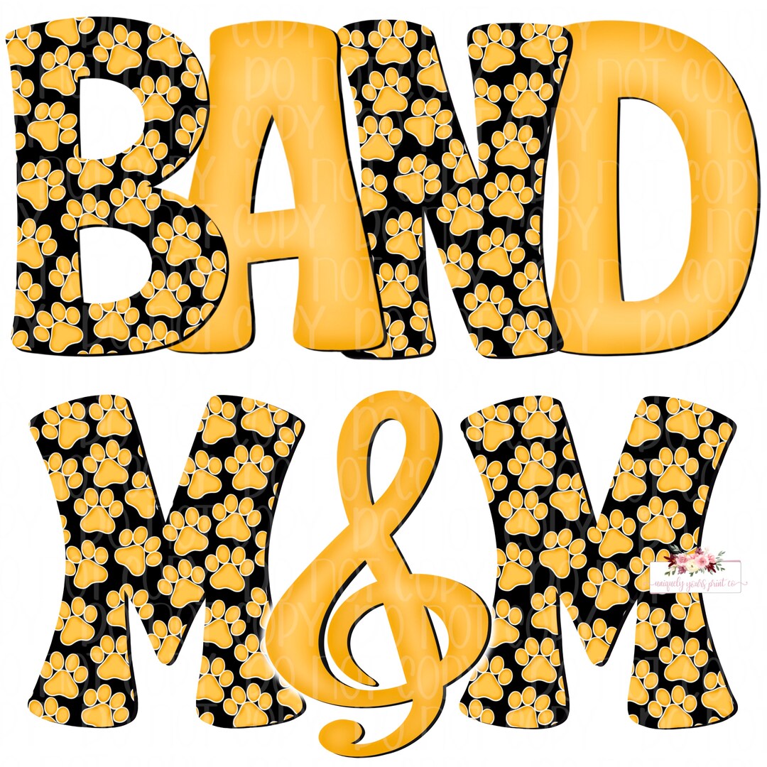 Black and Gold Tiger Paw Band Mom Digital Design Hand Drawn PNG ...