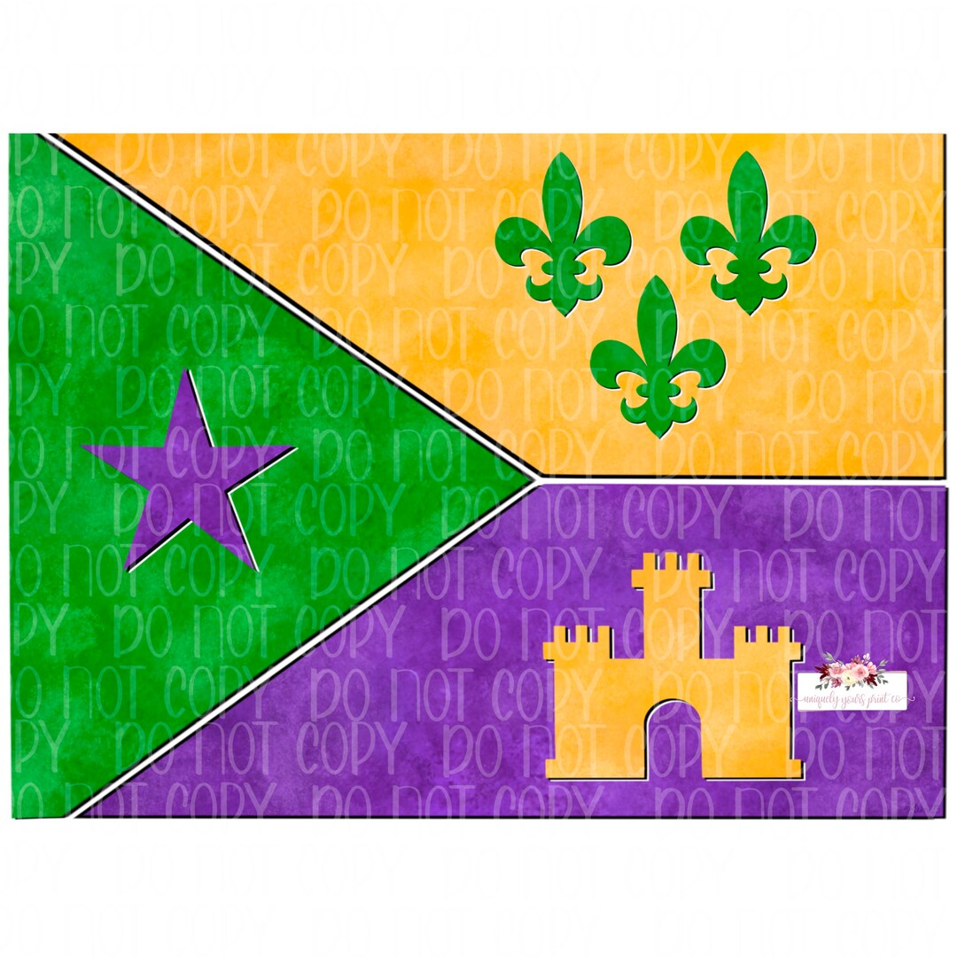 Acadian Flag Mardi Gras Colors Digital Design| Hand Drawn Design ...