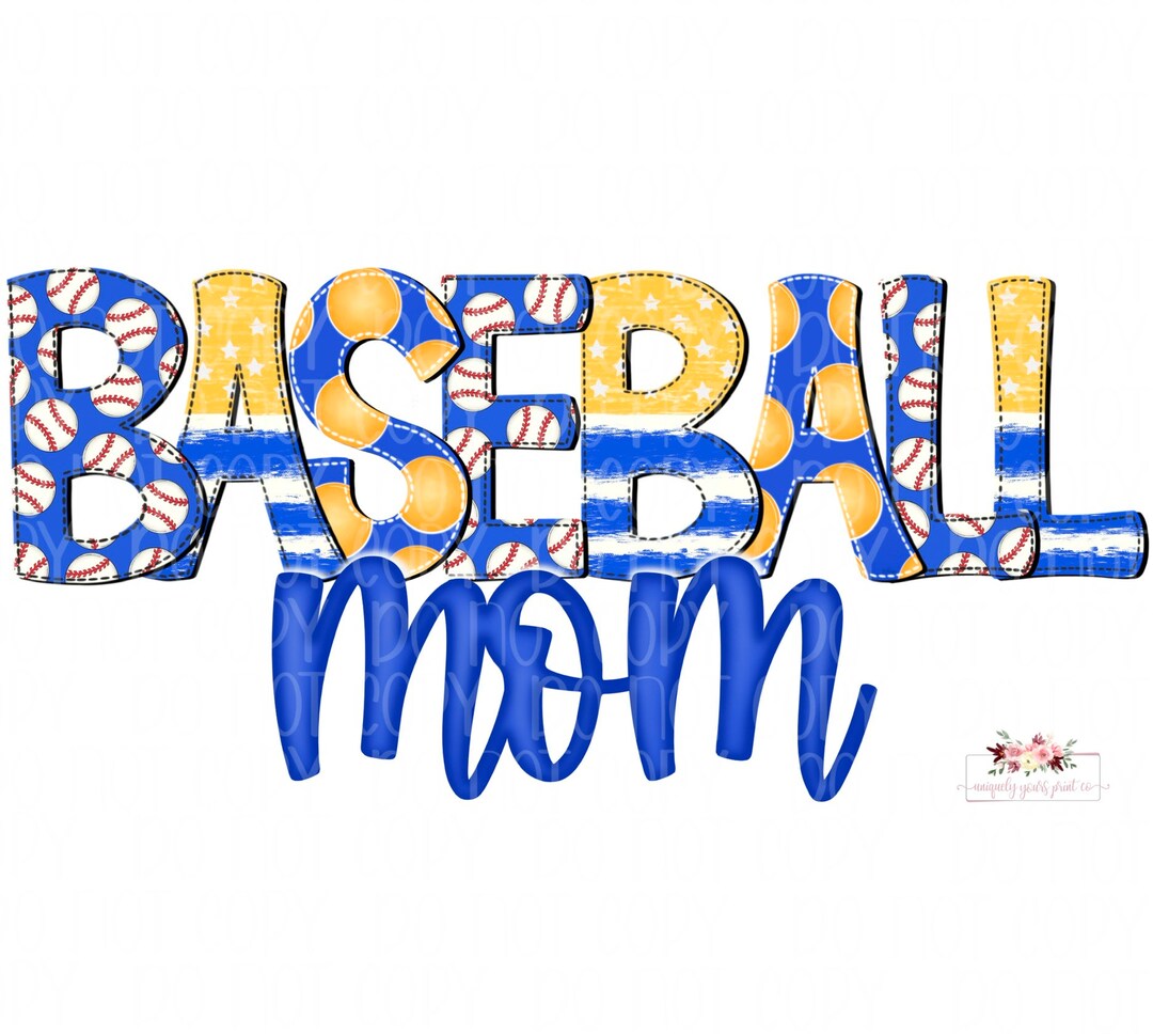Royal Blue & Gold Baseball Digital Design Download | Hand Drawn | PNG ...