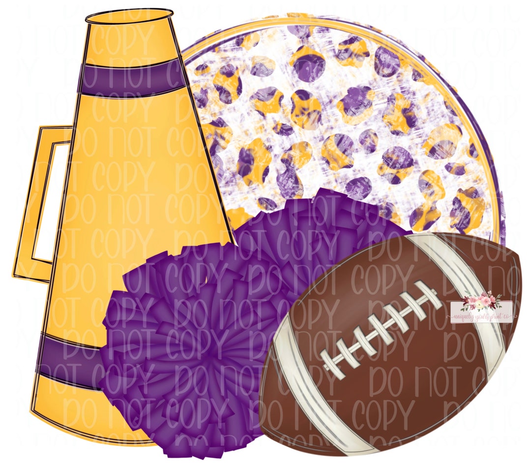 Purple and Gold Football Cheer Digital Design | Cheetah Tie Dye Circle ...